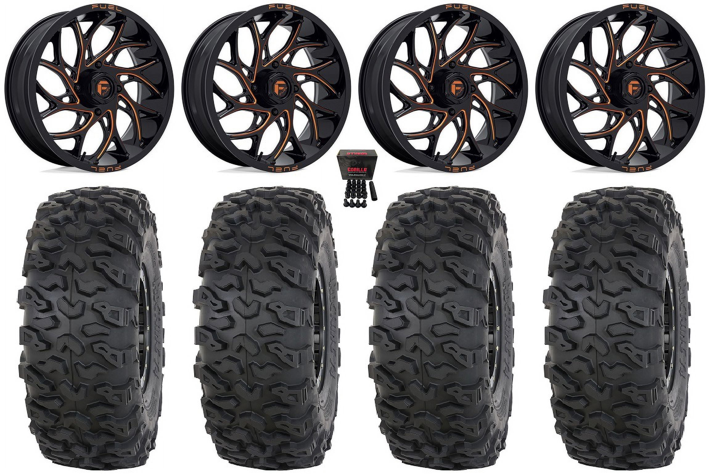 Fuel Runner 18" Wheels Orange 37" Roctane T4 Tires Can-Am Maverick X3 ...