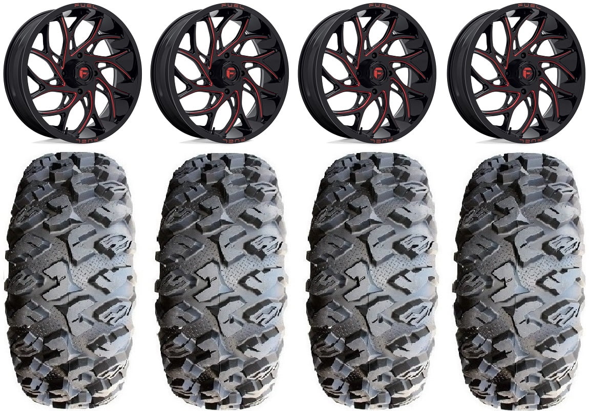 Fuel Runner 18" Wheels Red 33" MotoClaw Tires Can-Am Maverick X3 ...
