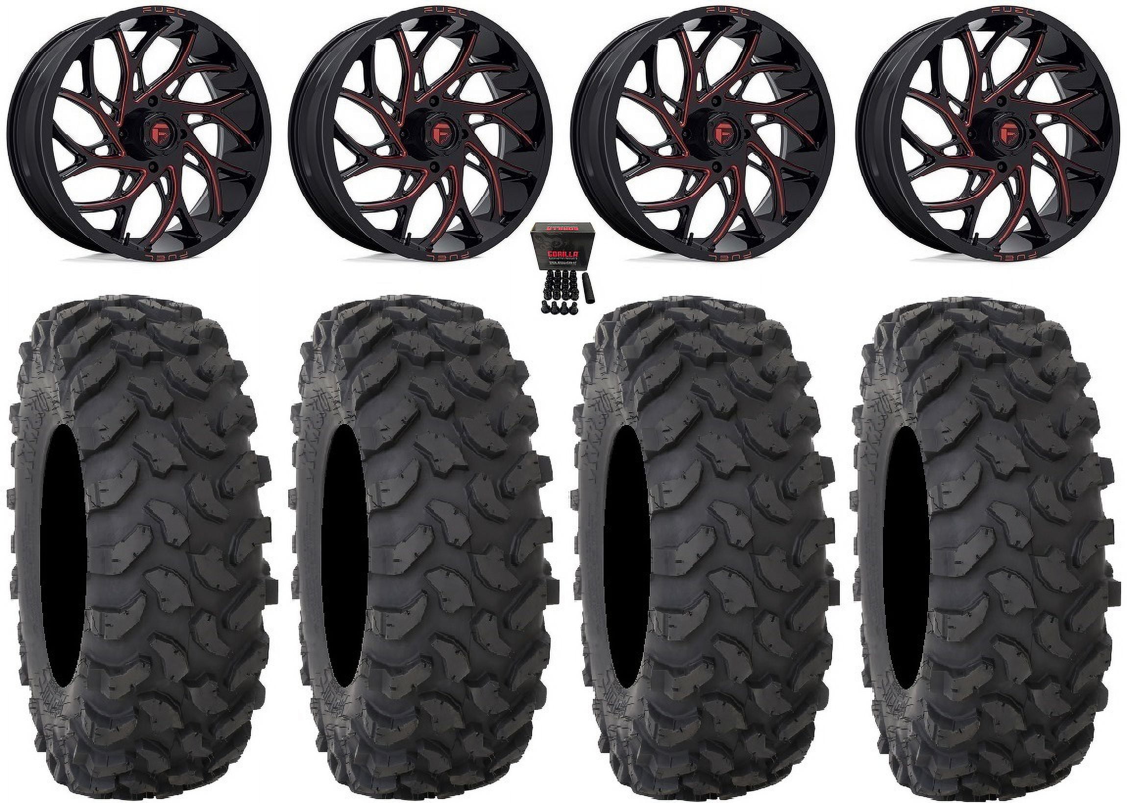 Fuel Runner 18" Wheels Red 35" XTR370 Tires Can-Am Commander Maverick ...