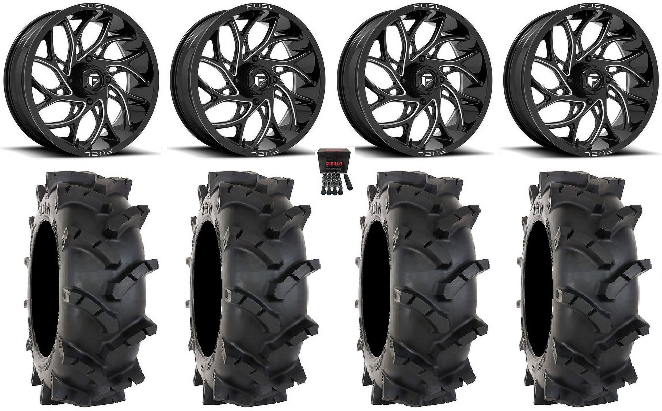 Fuel Runner 20" Wheels Black 33" MT410 Tires Can-Am Commander Maverick ...