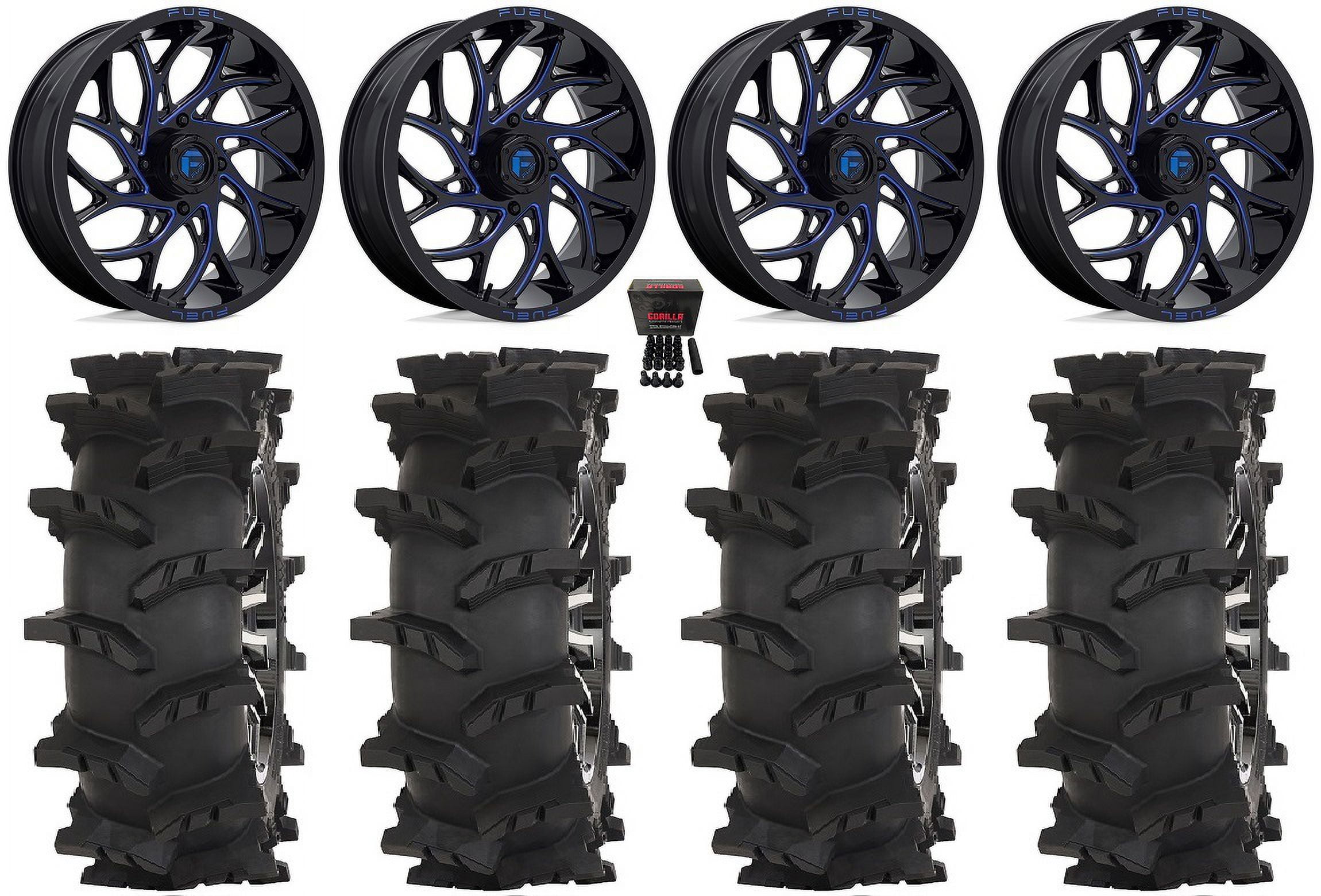 Fuel Runner 22" Wheels Blue 37" Outlaw Max Tires Sportsman RZR Ranger ...