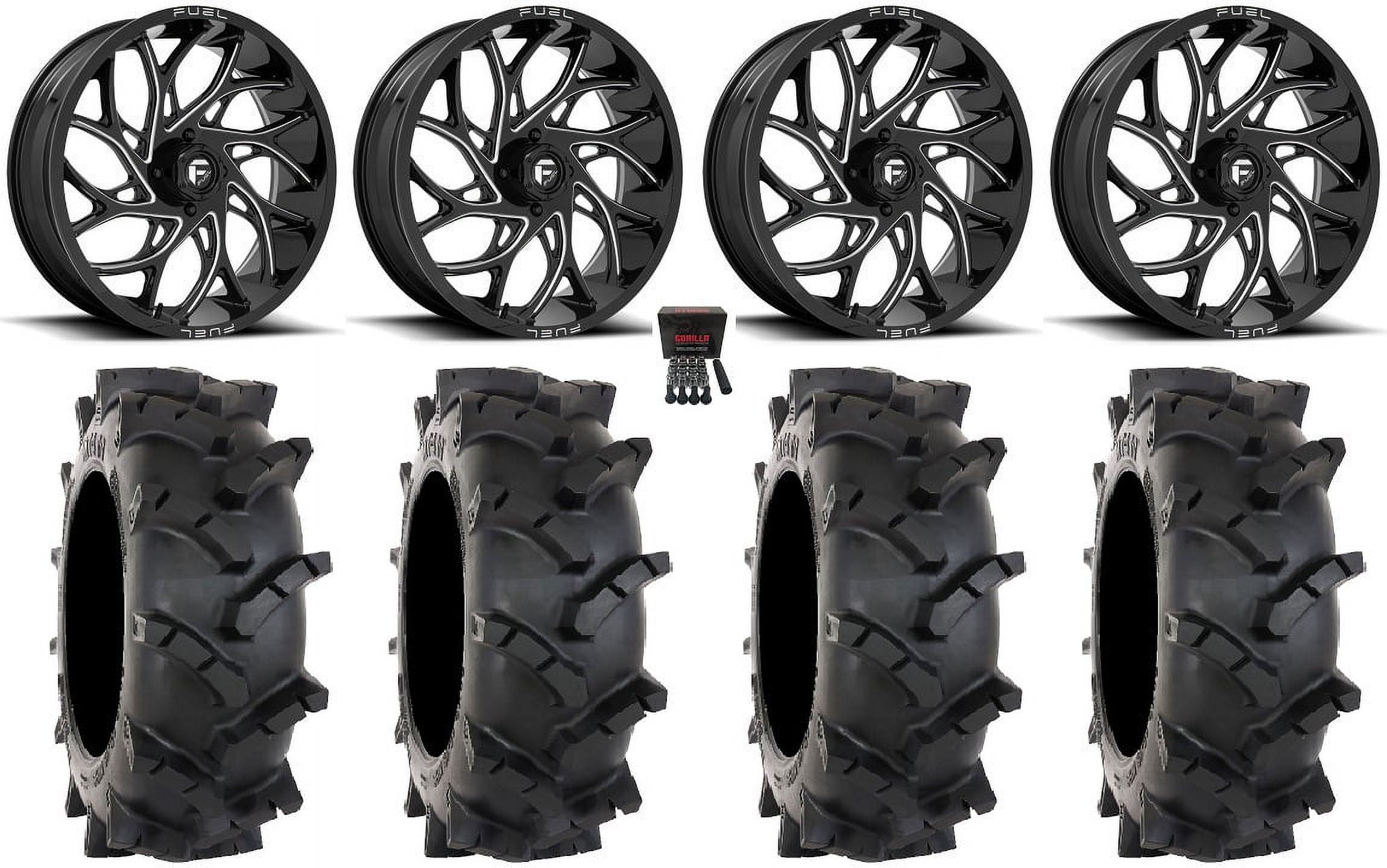 Fuel Runner 24" Wheels Black 40" MT410 Tires Polaris RZR XP 1000 / PRO ...