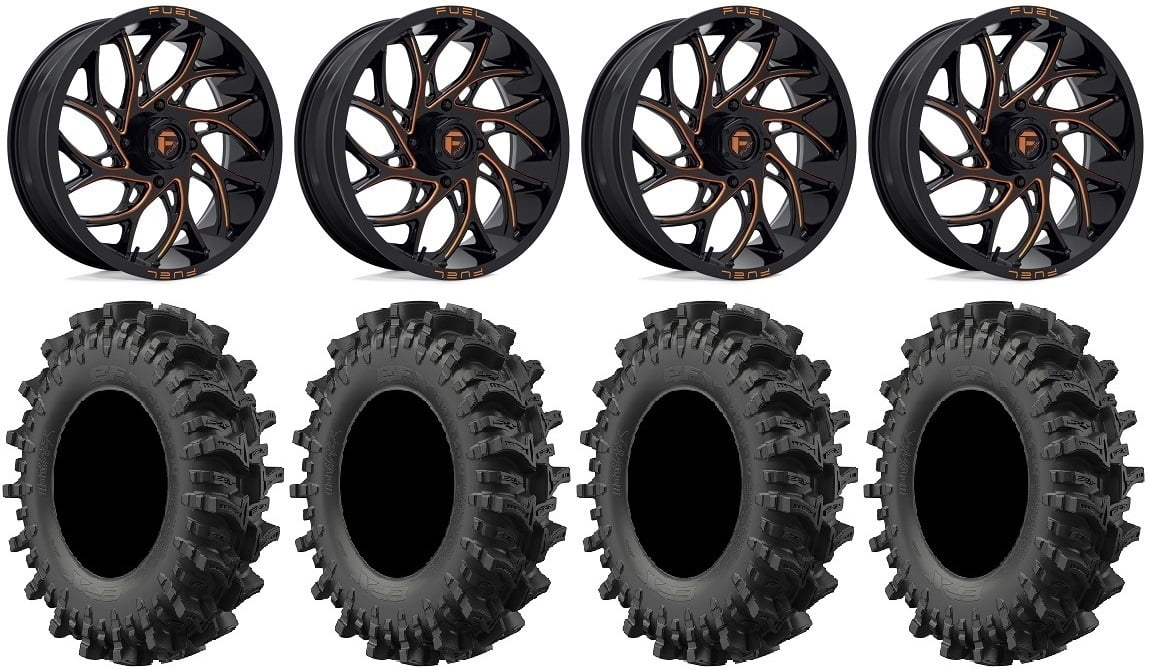 Fuel Runner 24" Wheels Orange 37" MotoSlayer Tires Kawasaki Teryx Mule ...