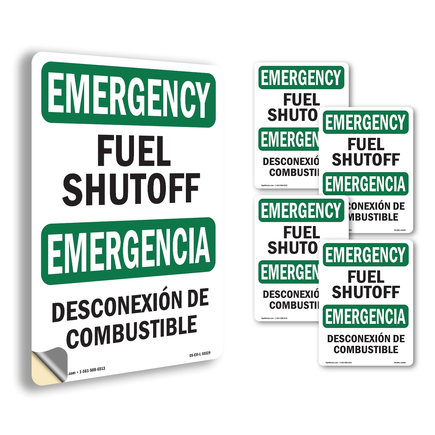 Fuel Shutoff Bilingual OSHA Emergency Vinyl Decal Label 10 Inch x 7 ...