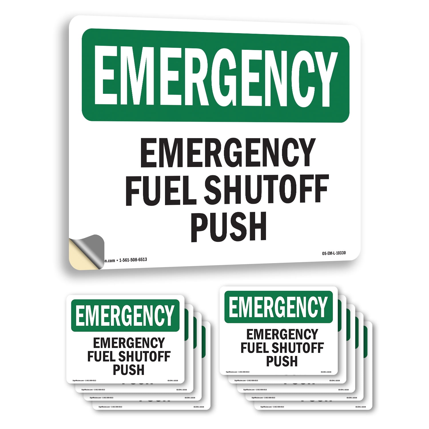 Fuel Shutoff Push OSHA Emergency Vinyl Decal Label 18 Inch x 12 Inch ...