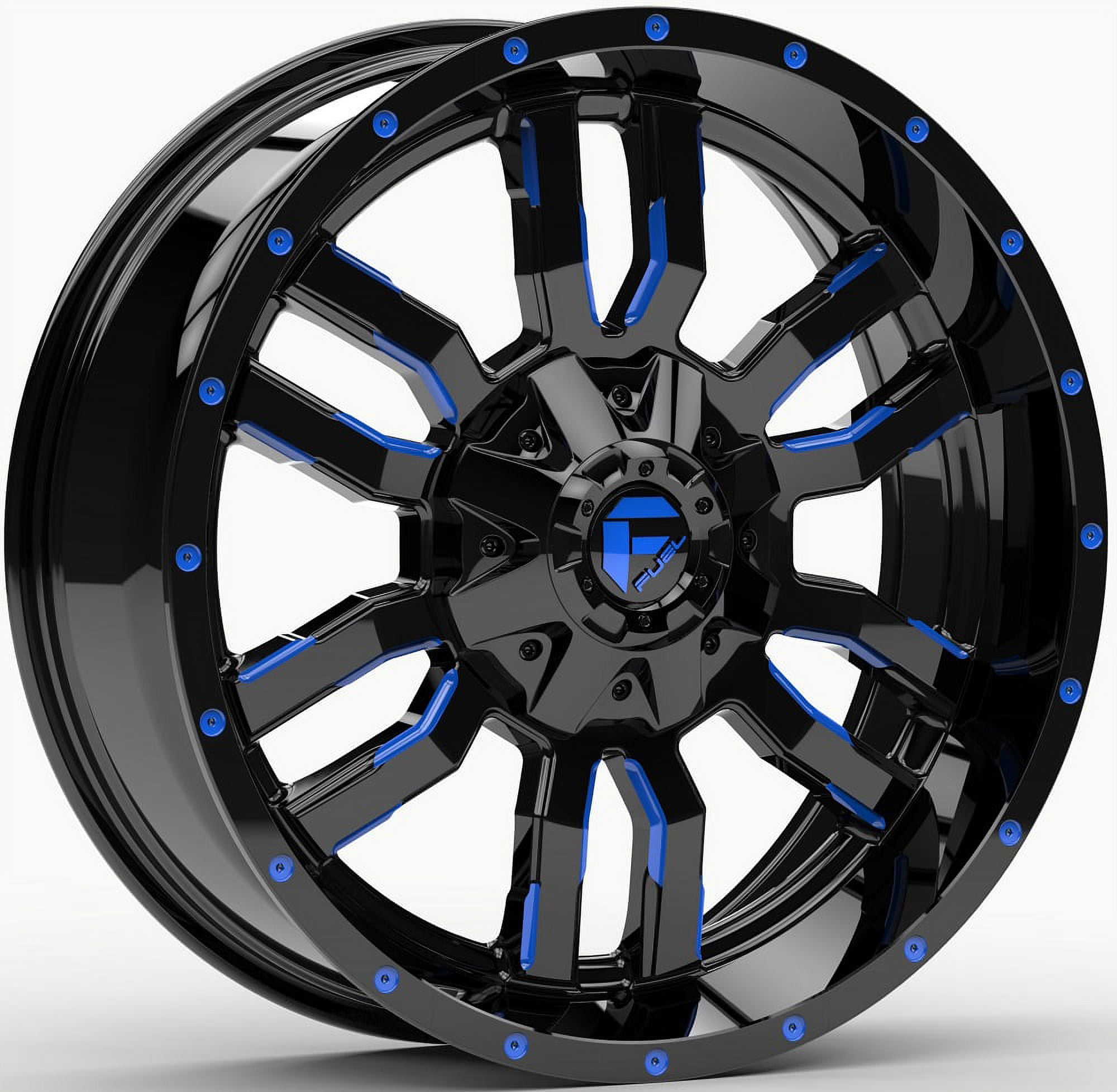 Fuel Sledge 20x7 ATV/UTV Wheel - Gloss Black/Blue (4/137) 4+3 ...
