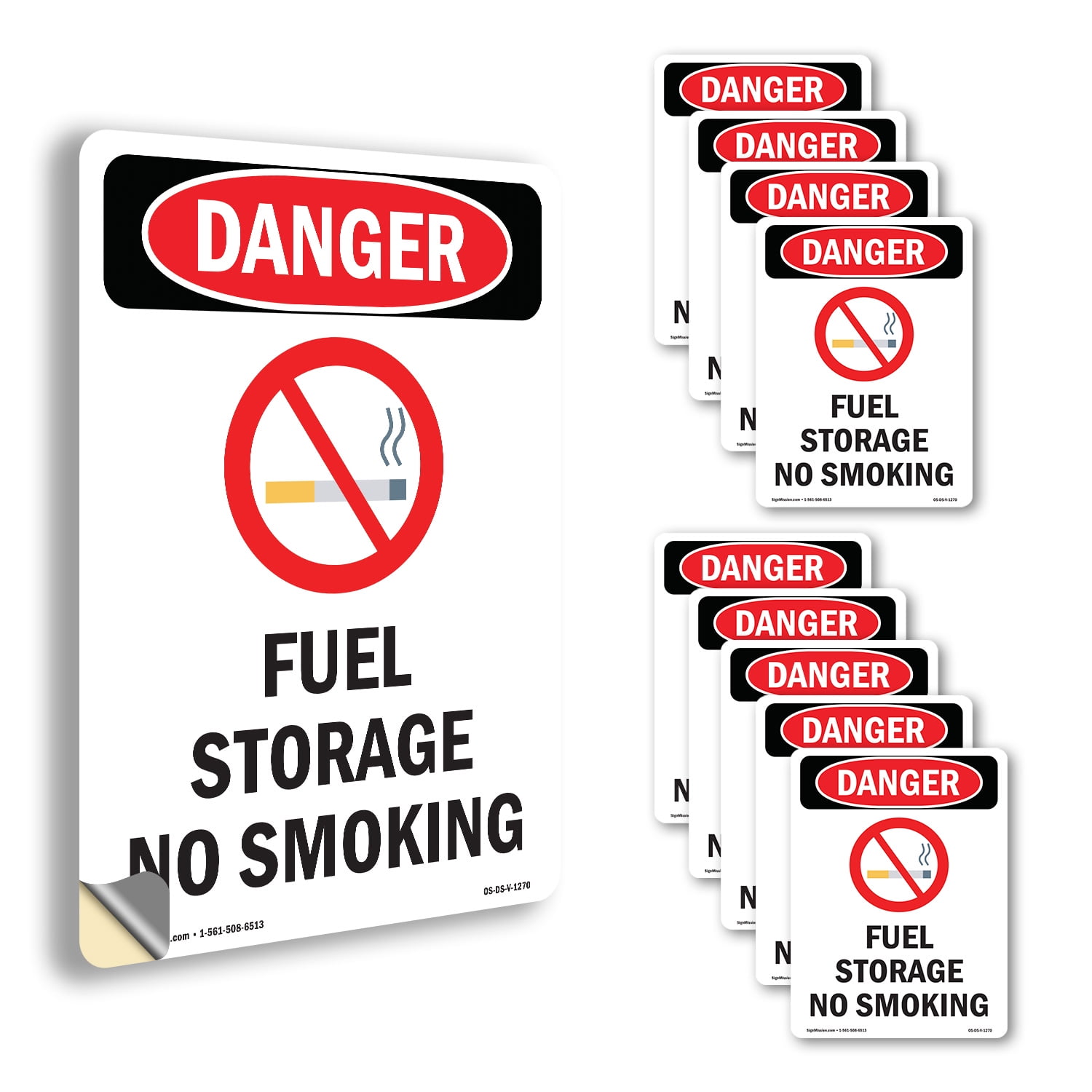 Fuel Storage No Smoking OSHA Danger Vinyl Decal Label 18 Inch x 12 Inch ...