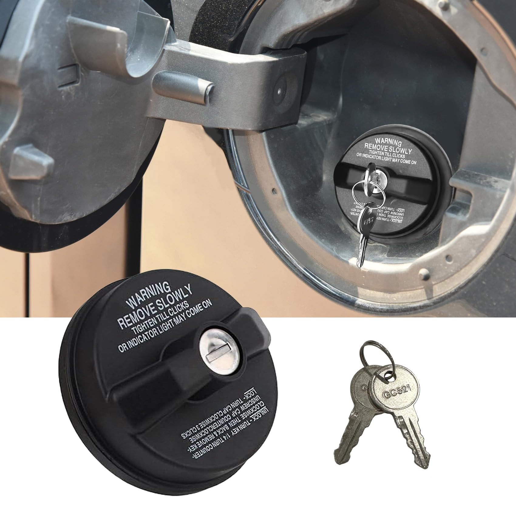 Fuel Tank Filler Cap, Locking Gas Cap, Fuel Cap with Key, Locking Fuel ...