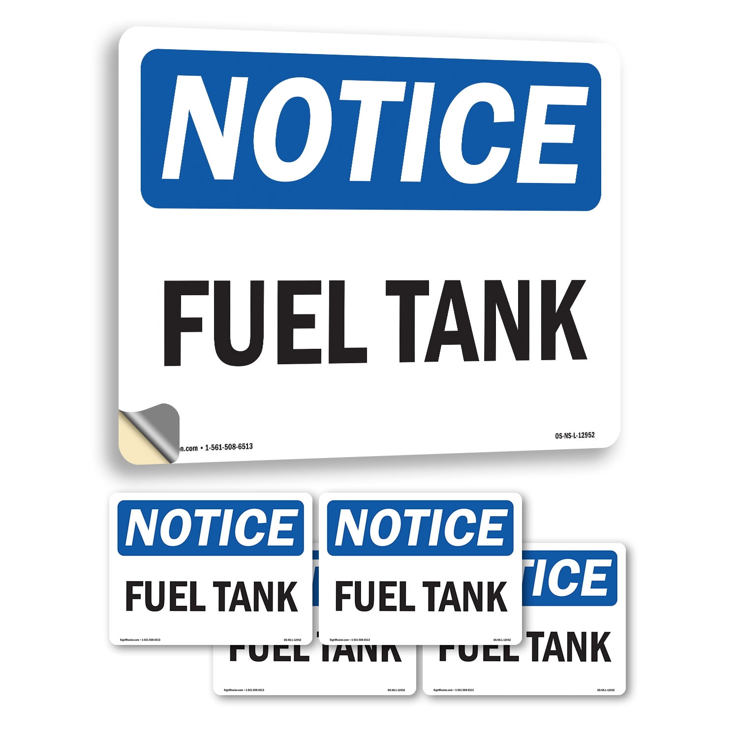 Fuel Tank OSHA Notice Vinyl Decal Label 24 Inch x 18 Inch - 5 Pack ...