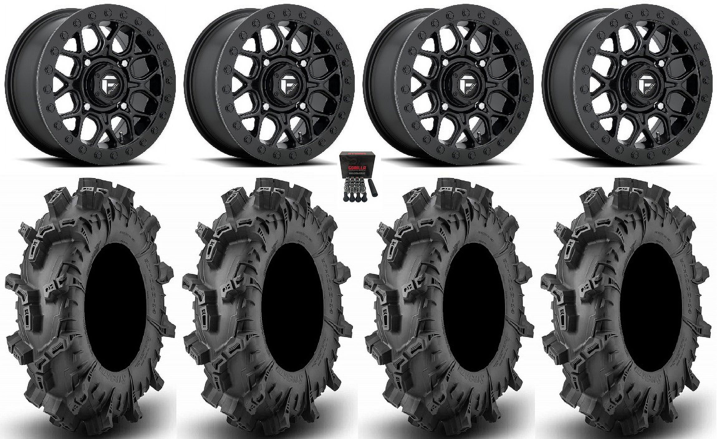 Fuel Tech Beadlock 15" Wheels Black 32" Terminator Max Tires Kawasaki ...