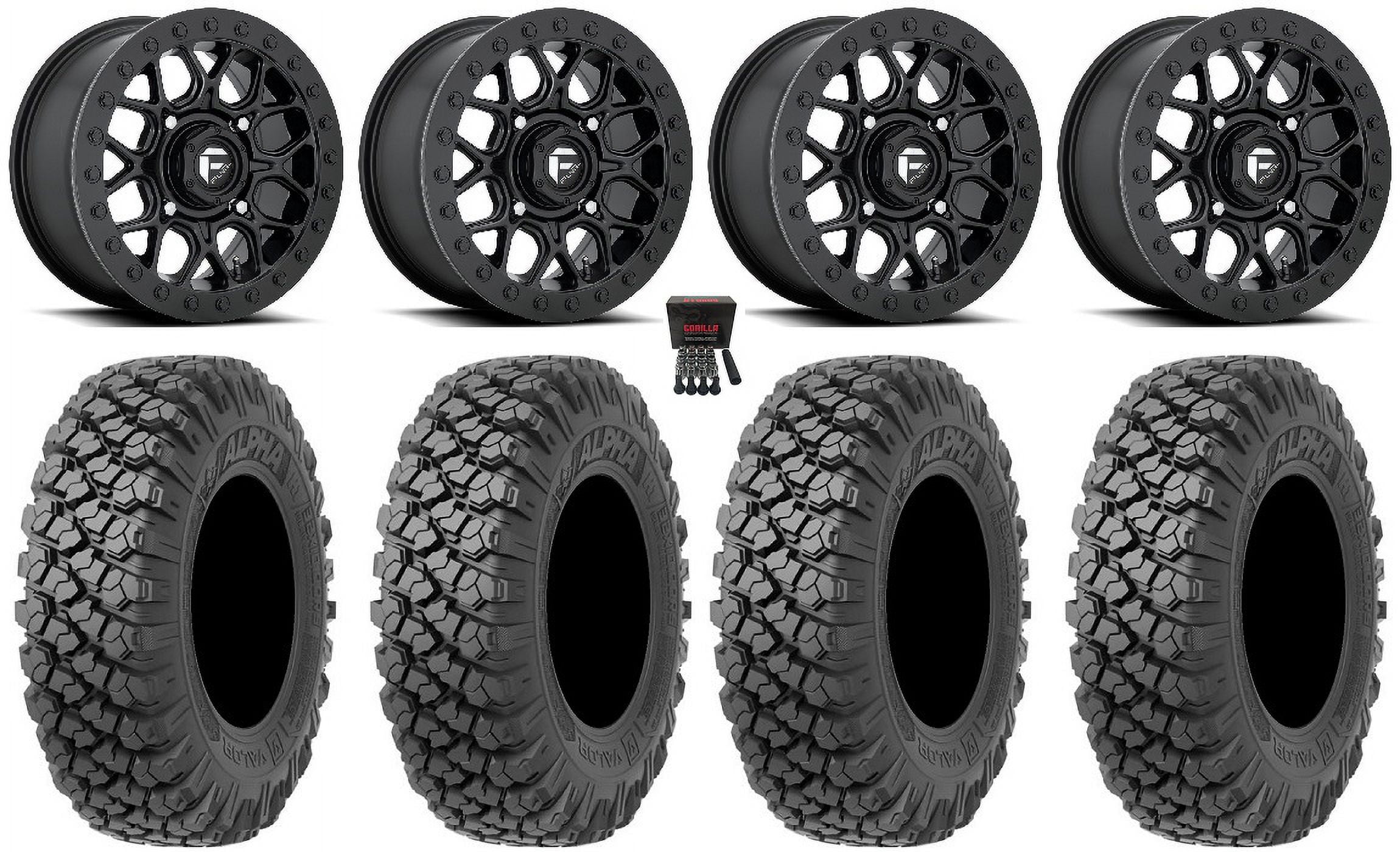 Fuel Tech Beadlock 15" Wheels Black 35" Alpha Tires Can-Am Maverick X3 ...