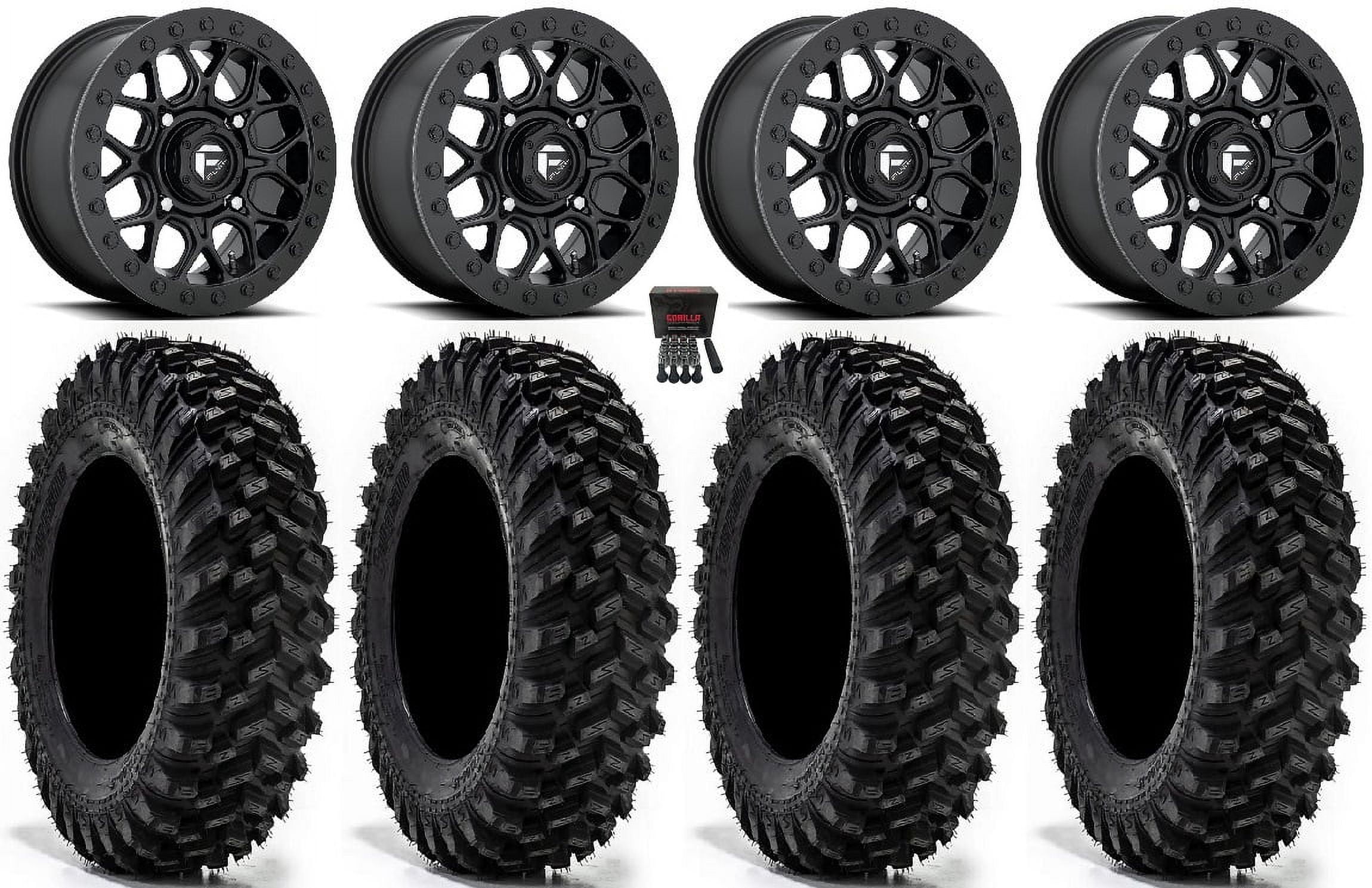 Fuel Tech Beadlock 15" Wheels Black 35" Warrior XT Tires Can-Am Commander Maverick Renegade ...