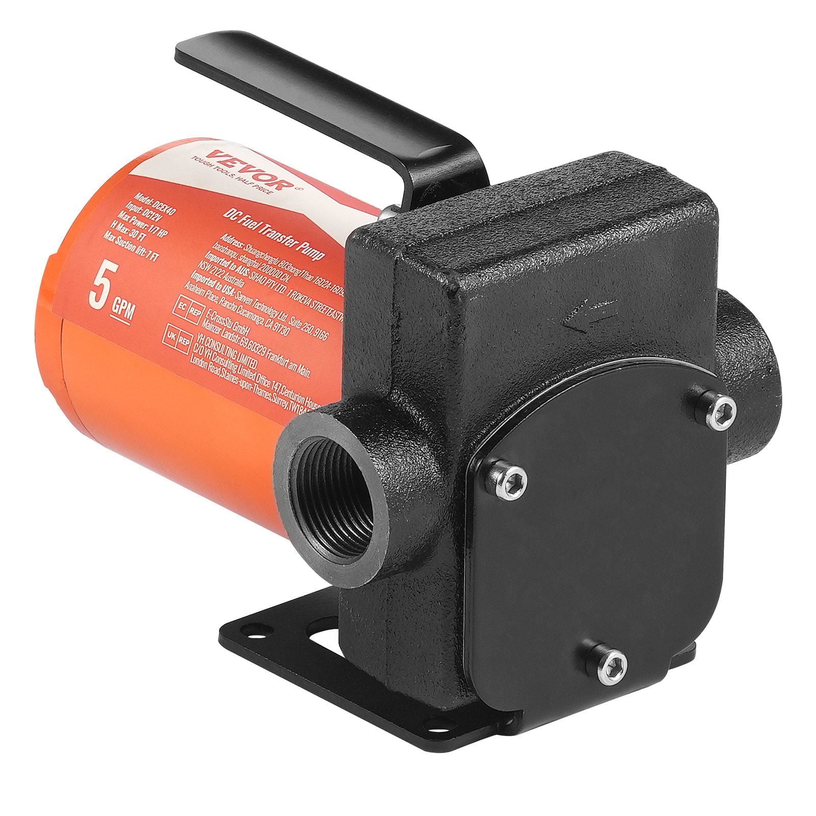 Fuel Transfer Diesel Pump with Auto Fuel Nozzle Pump 12V 5 GPM 1/10 HP ...