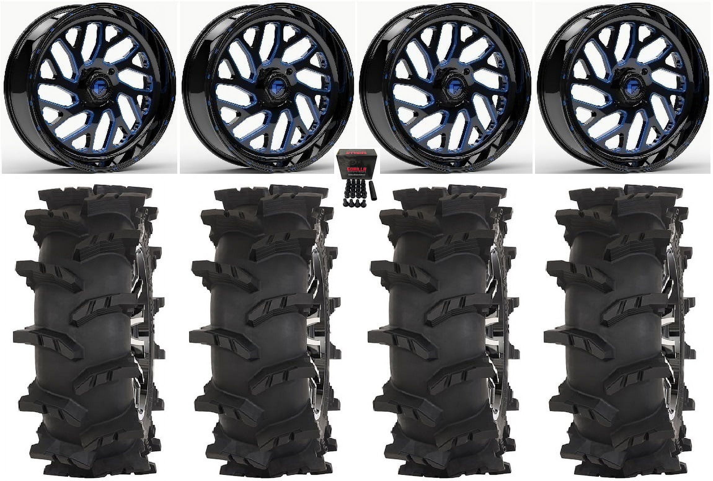 Fuel Triton 20" Wheels Blue 35" Outlaw Max Tires Polaris RZR XP 1000 / PRO XP / Ranger XP 900/ ...