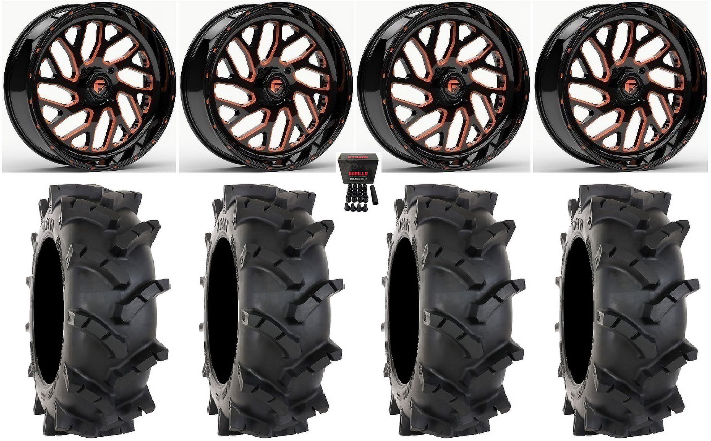 Fuel Triton 22" Wheels Orange 37" MT410 Tires Sportsman RZR Ranger ...