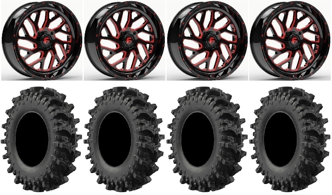 Fuel Triton 22" Wheels Red 33" MotoSlayer Tires Polaris RZR XP 1000 ...