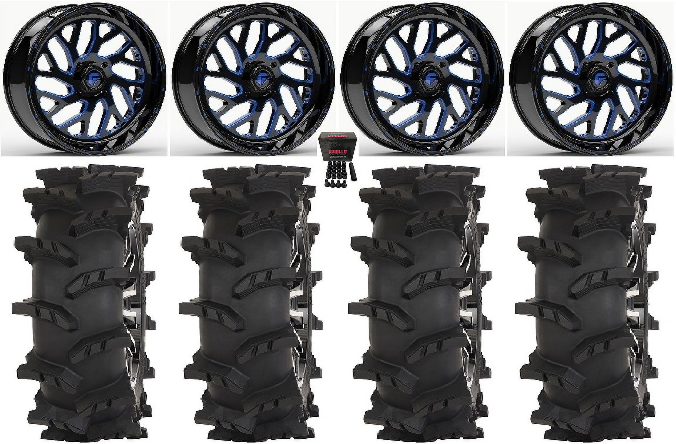 Fuel Triton 24" Wheels Blue 40" Outlaw Max Tires Sportsman RZR Ranger ...