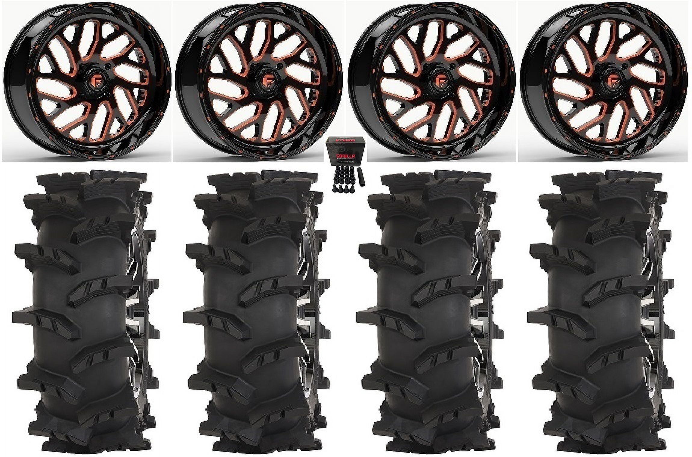 Fuel Triton 24" Wheels Orange 44" Outlaw Max Tires Polaris RZR XP 1000 ...