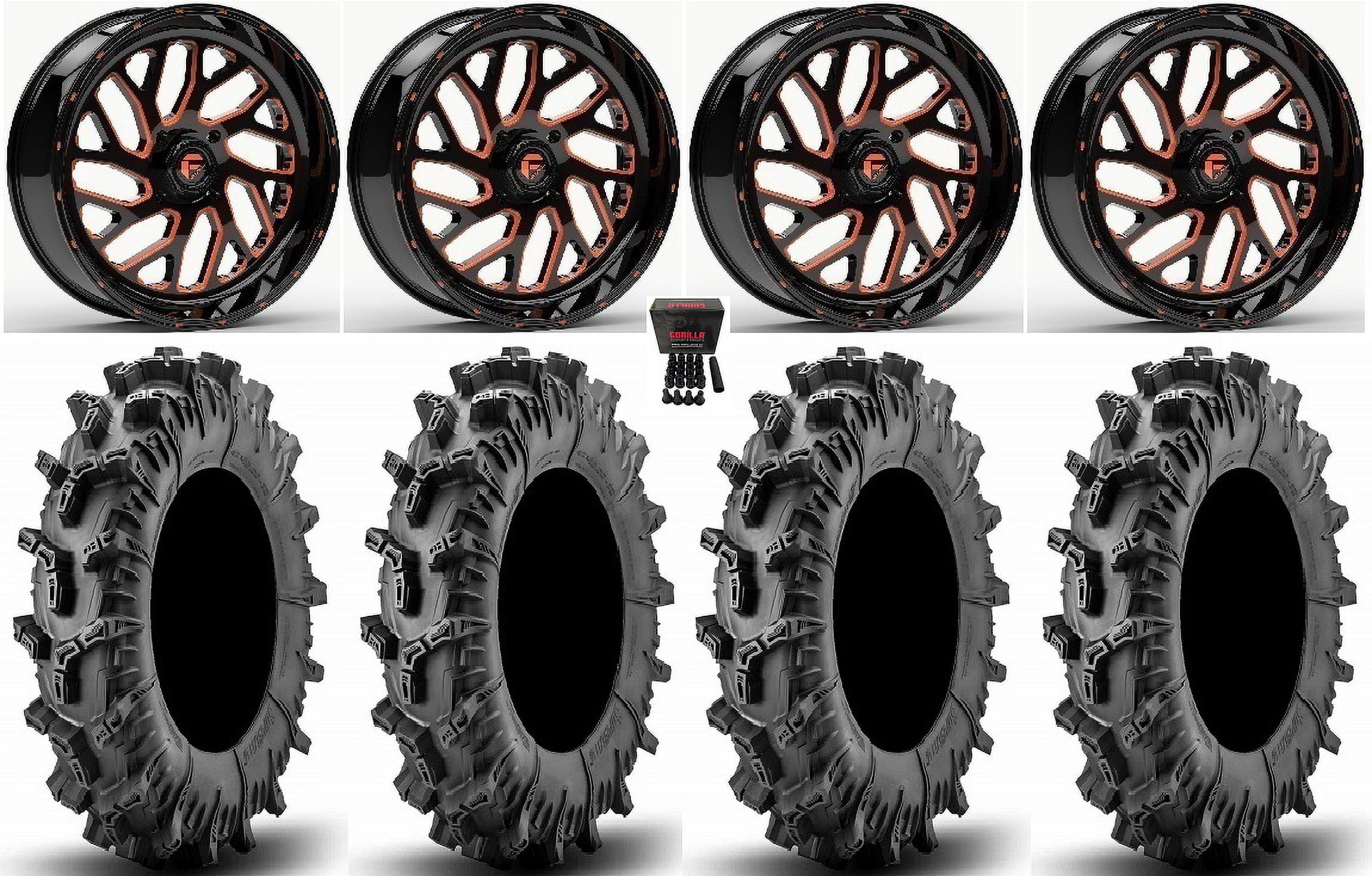 Fuel Triton 24" Wheels Orange 44" Terminator Max Tires Polaris RZR XP ...
