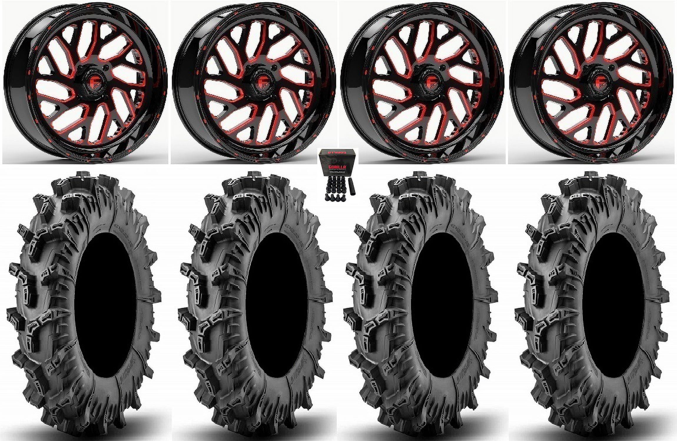 Fuel Triton 24" Wheels Red 44" Terminator Max Tires Can-Am Commander ...