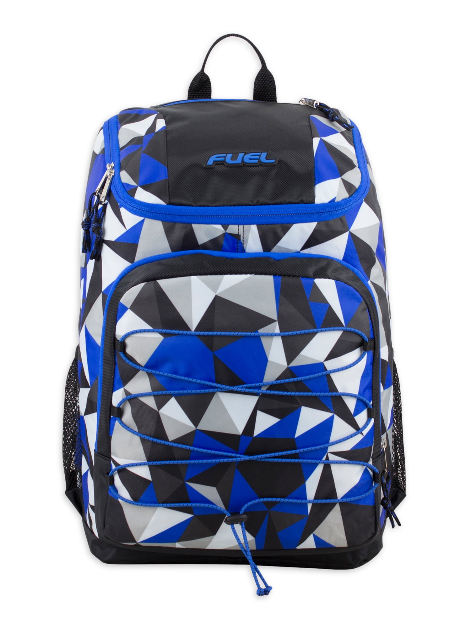 Fuel Unisex Top Loading Sport Backpack with Bungee, Blue Black Diamonds ...