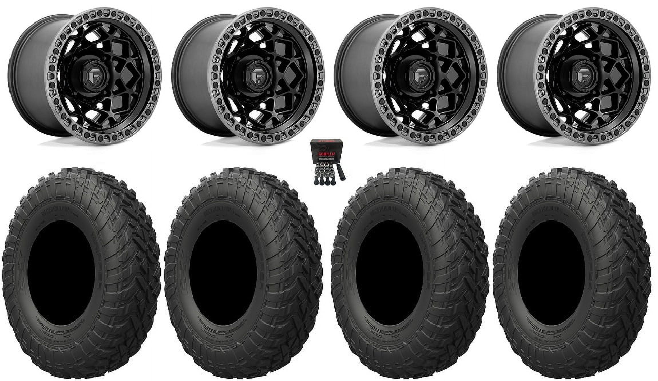 Fuel Unit 15" Wheels Black 30" Gripper M/T Tires Polaris RZR XP 1000 ...