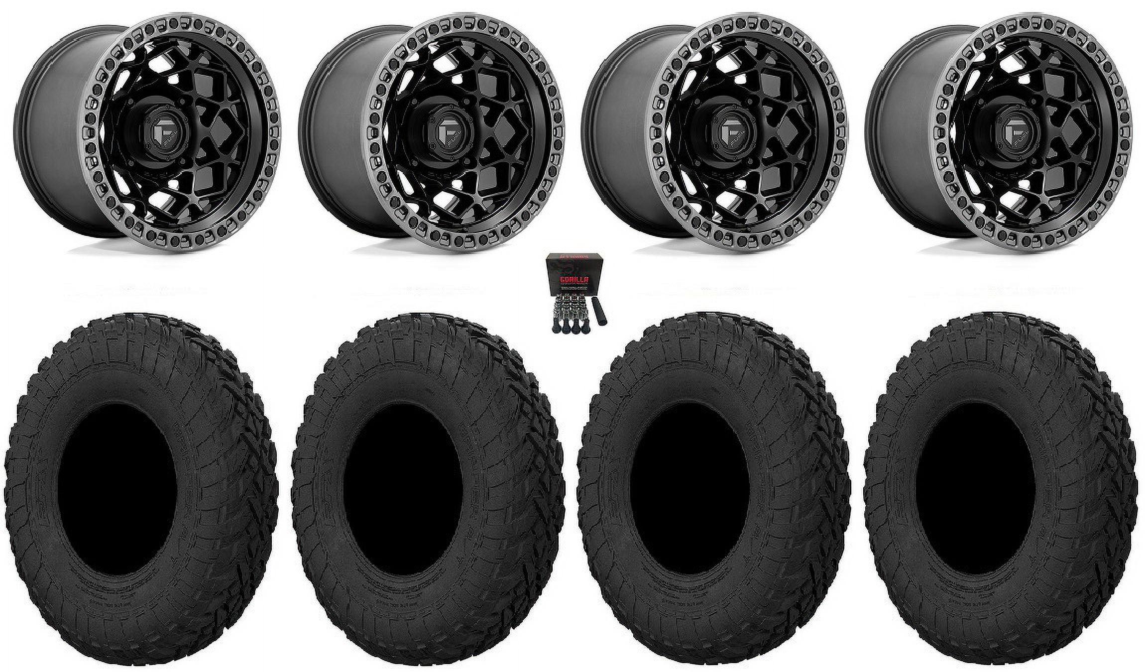 Fuel Unit 15" Wheels Black 30" Gripper R/T Tires Polaris RZR XP 1000 ...