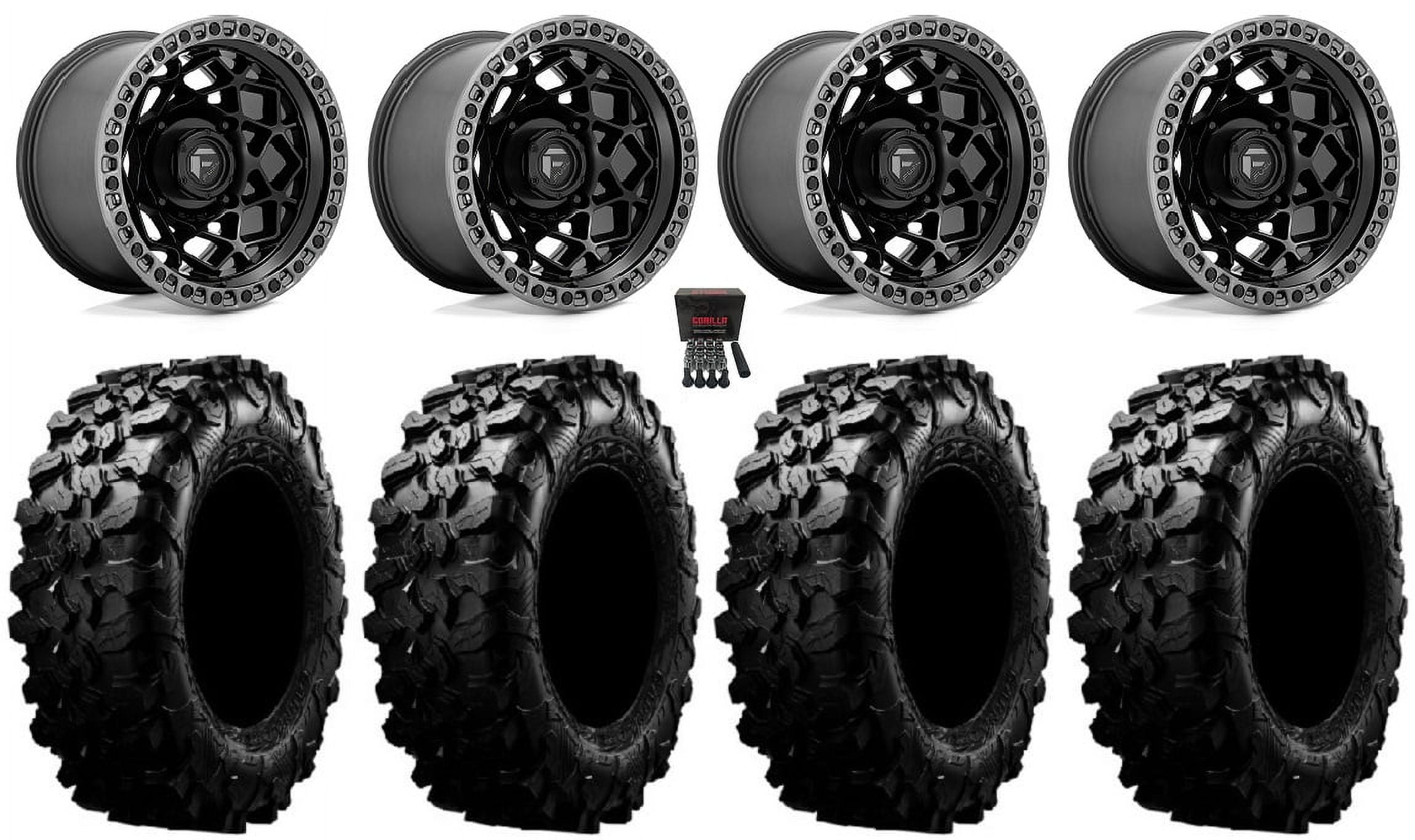 Fuel Unit 15" Wheels Black 33" Carnivore Tires Sportsman RZR Ranger ...