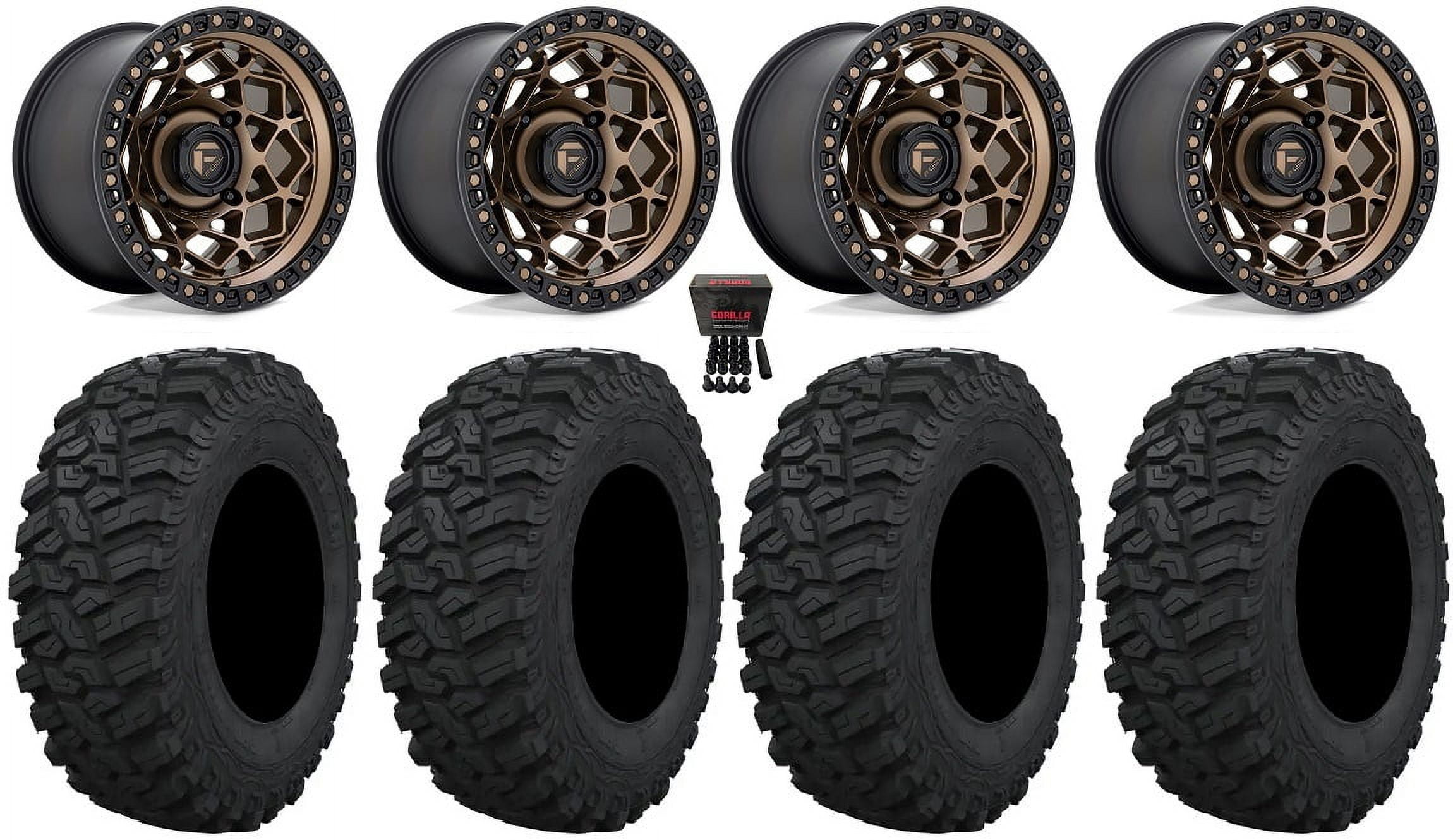 Fuel Unit 15" Wheels Bronze 33" Trekker Tires Kawasaki Teryx Mule ...