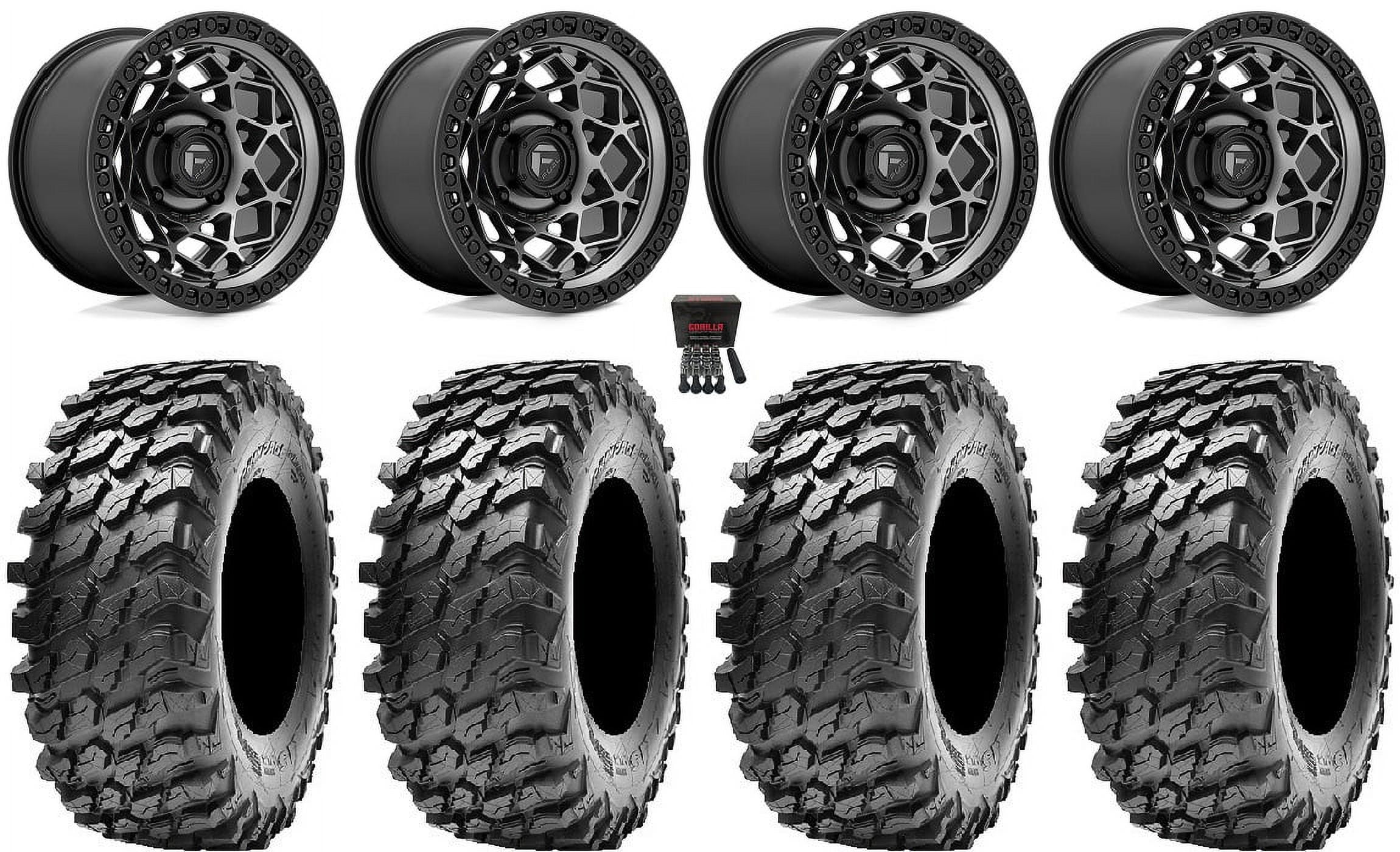Fuel Unit 15" Wheels Gunmetal 32" Rampage Tires Polaris RZR XP 1000 ...