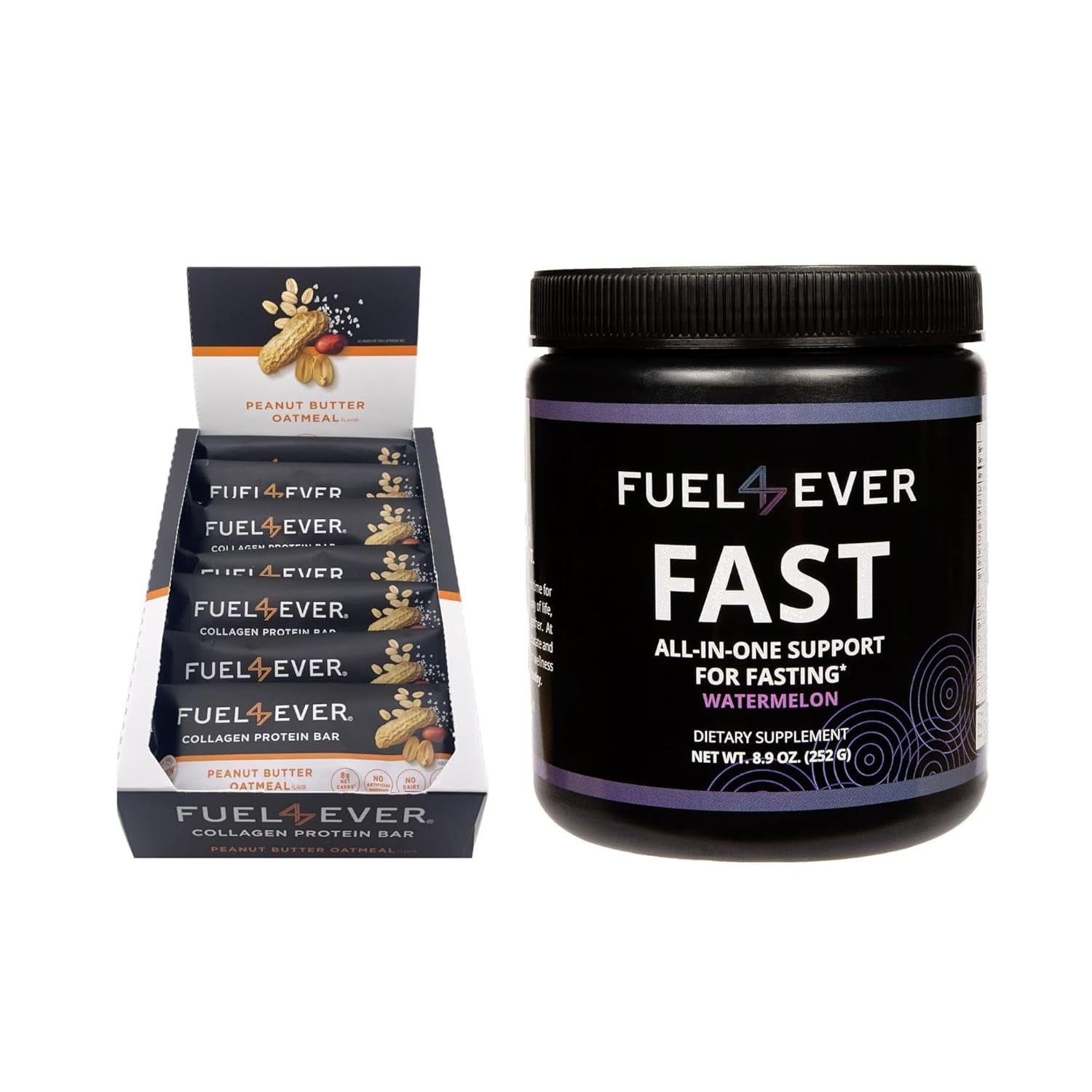 Fuel4Ever Collagen Protein Bars Peanut Butter Oatmeal and Fast ...