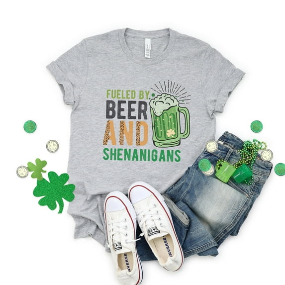 Fueled By Beer And Shenanigans Tee, Funny St Patricks Day Shirt, St ...