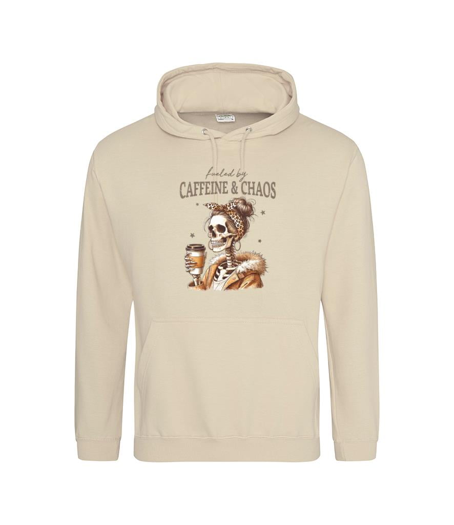 Fueled By Caffeine & Chaos Skeleton Hoodie With Bold Humor, for men ...