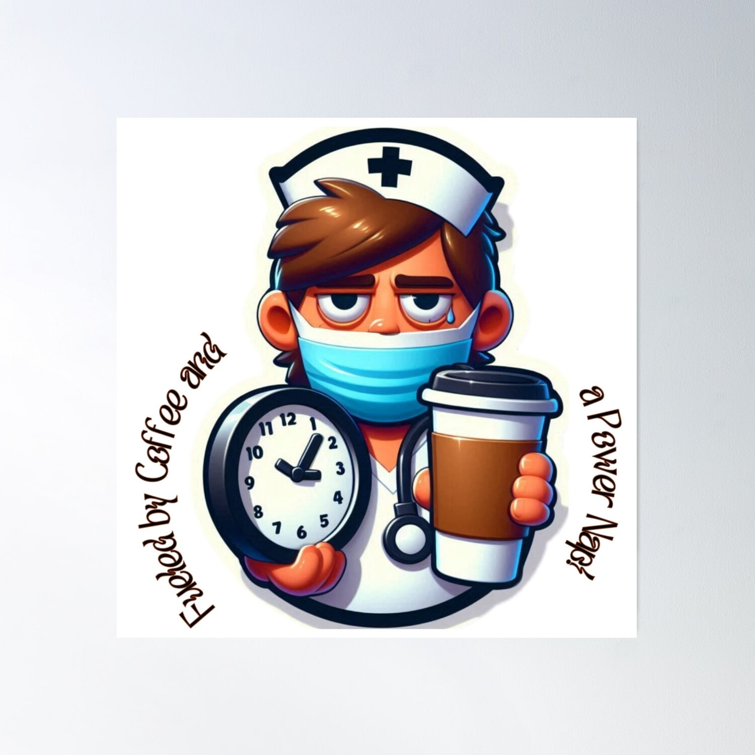 Fueled By Coffee And A Power Nap Poster Wall Art, Modern Wall Decor ...