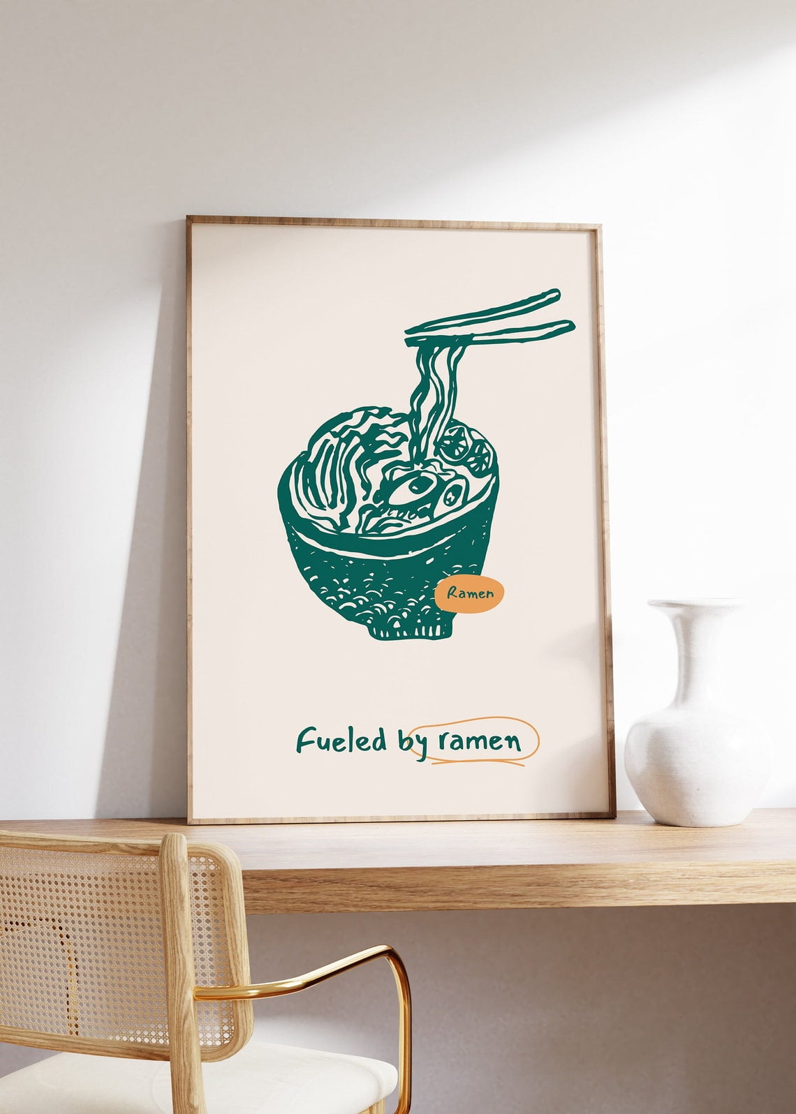 Fueled By Ramen Print, Asian Food Print, Retro Kitchen Print, Cute ...