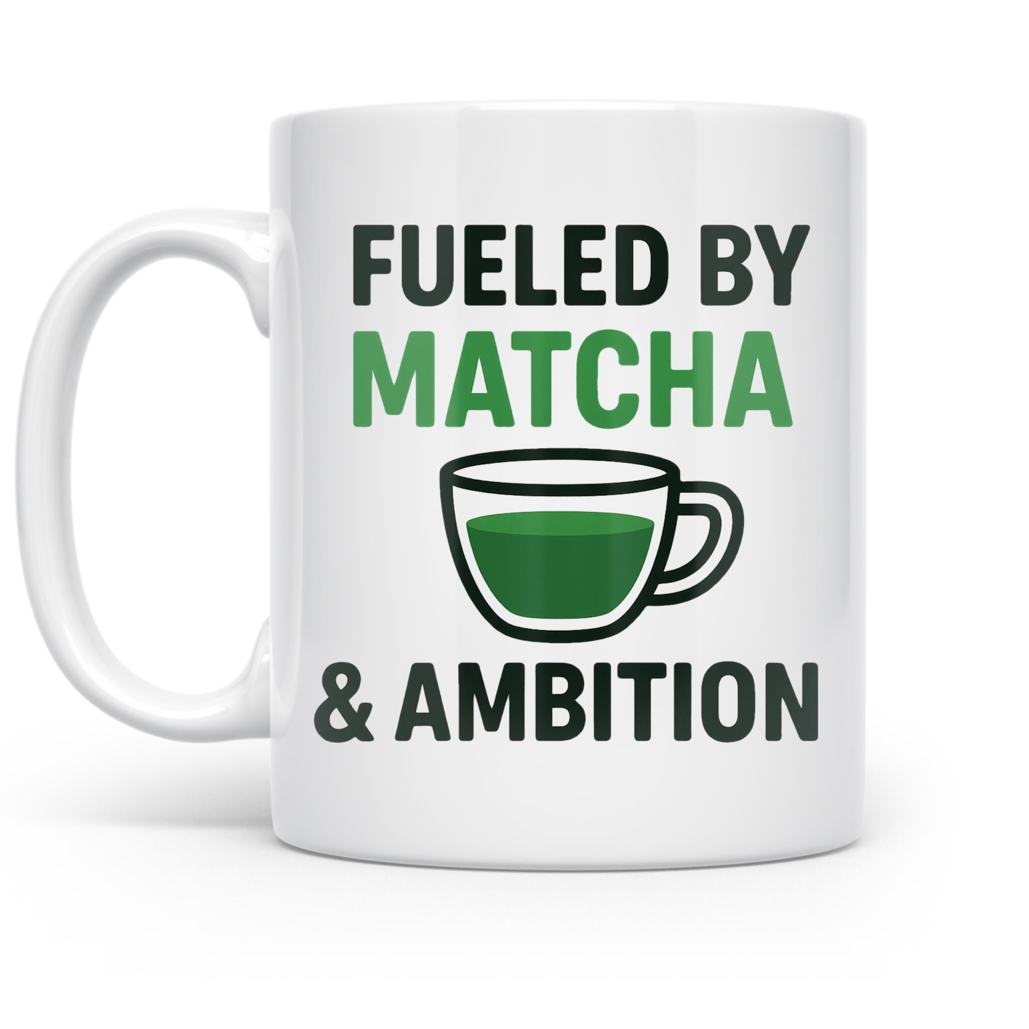Fueled by Matcha & Ambition Mug for Goal-Getters, 11 oz Green Tea Cup ...