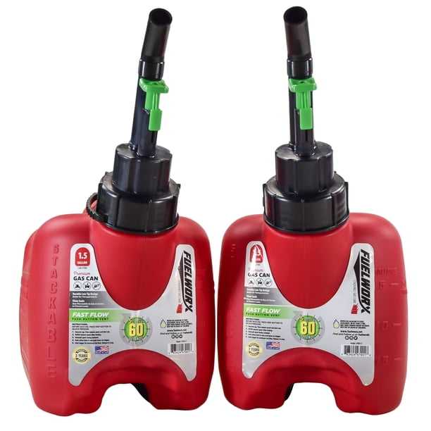Fuelworx Made In The USA Red CARB Compliant, Stackable, & Easy Pour Gas ...