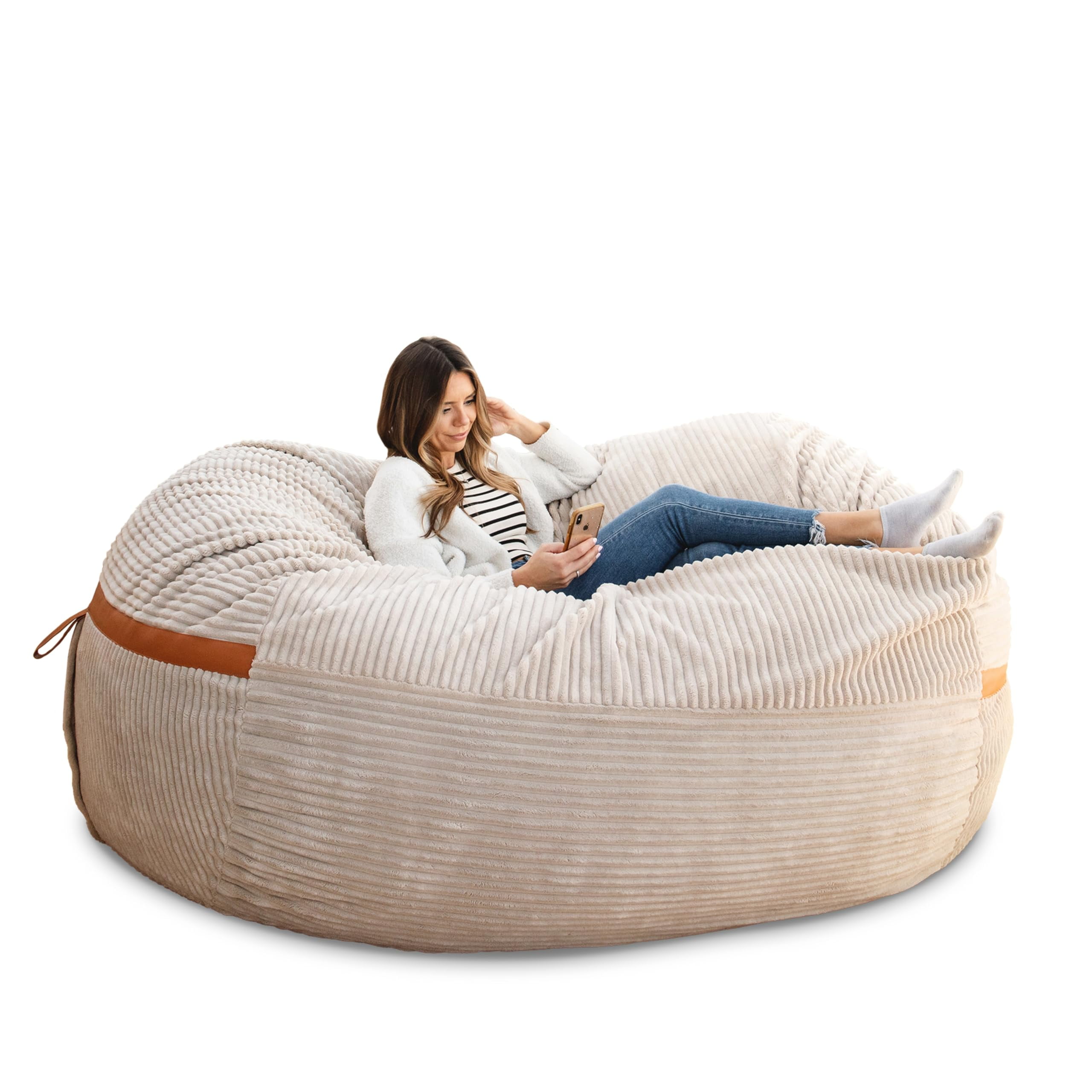 Fuf 7Ft Giant Foam Bean Bag Chair, Oversized Couch with Removable Cover ...
