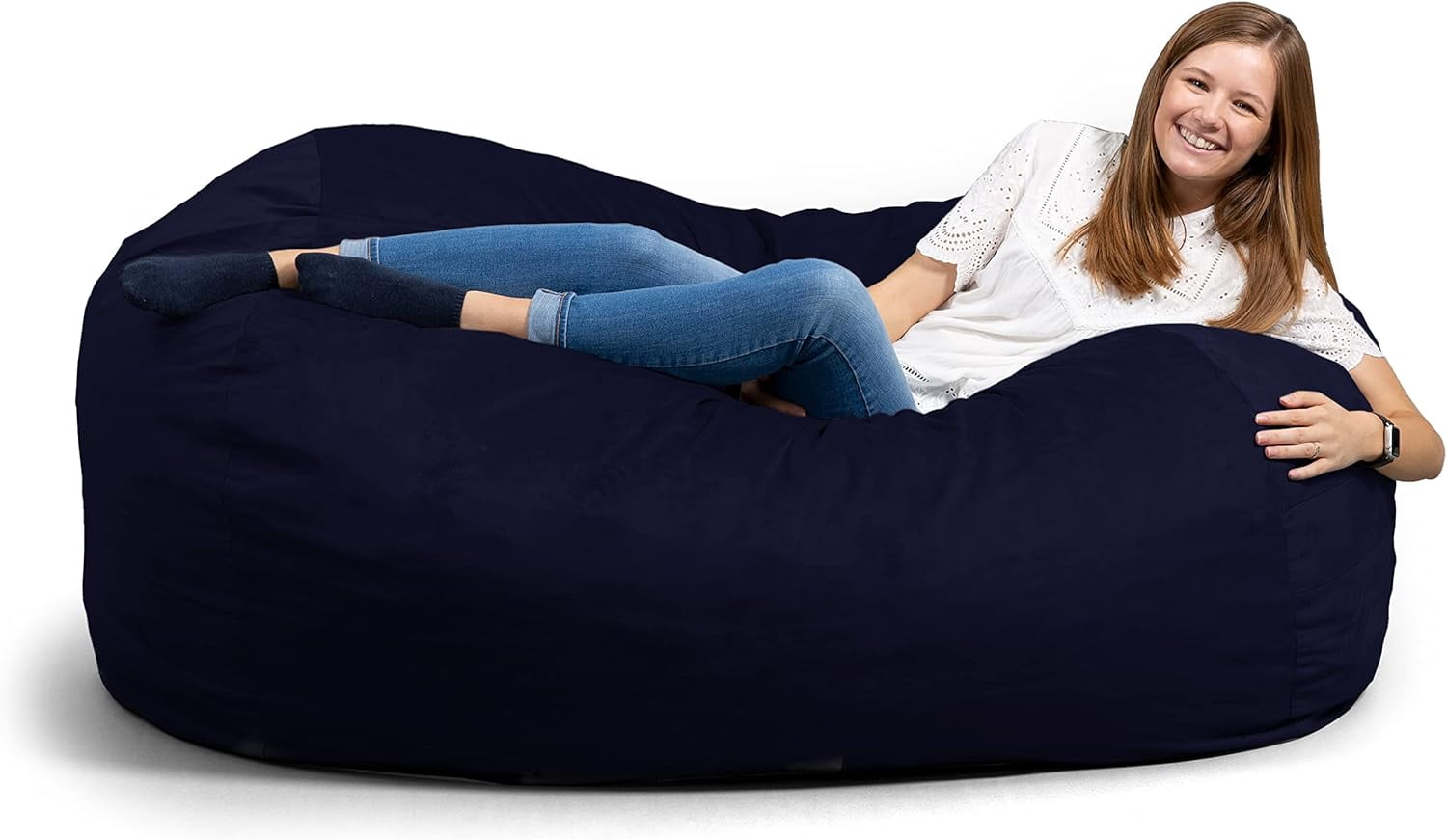 Fuf XL Foam Filled Bean Bag Chair With Removable Cover, Midnight Plush ...