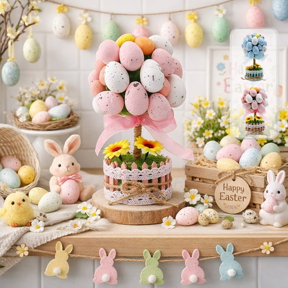 Fufafayo 2Pcs Easter Egg Potted Decor, Easter Egg Tree Decor, Potted ...