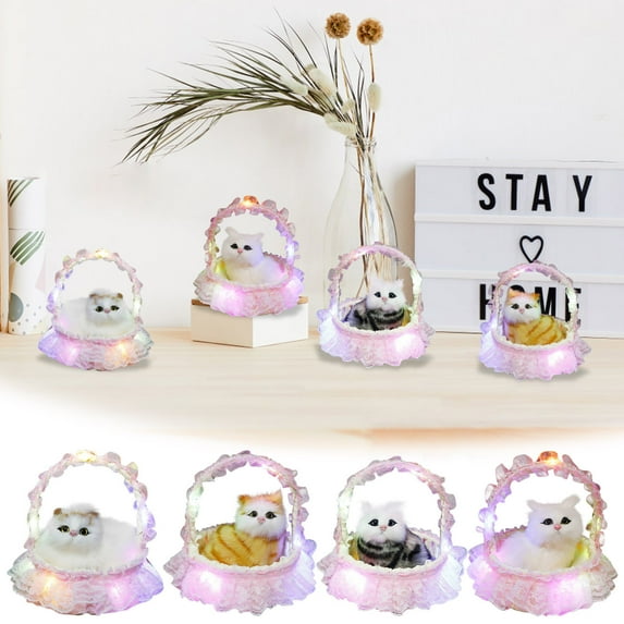 Fufafayo 4Pcs Simulated Cat Figurine with Sound, Talking Cat Toy ...