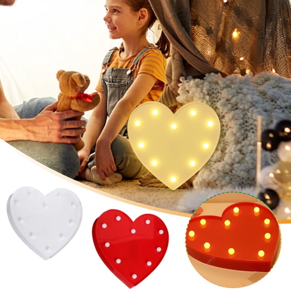 Fufafayo under $5 2Pcs Heart Night Light, Heart Shaped Lamp, LED Night ...