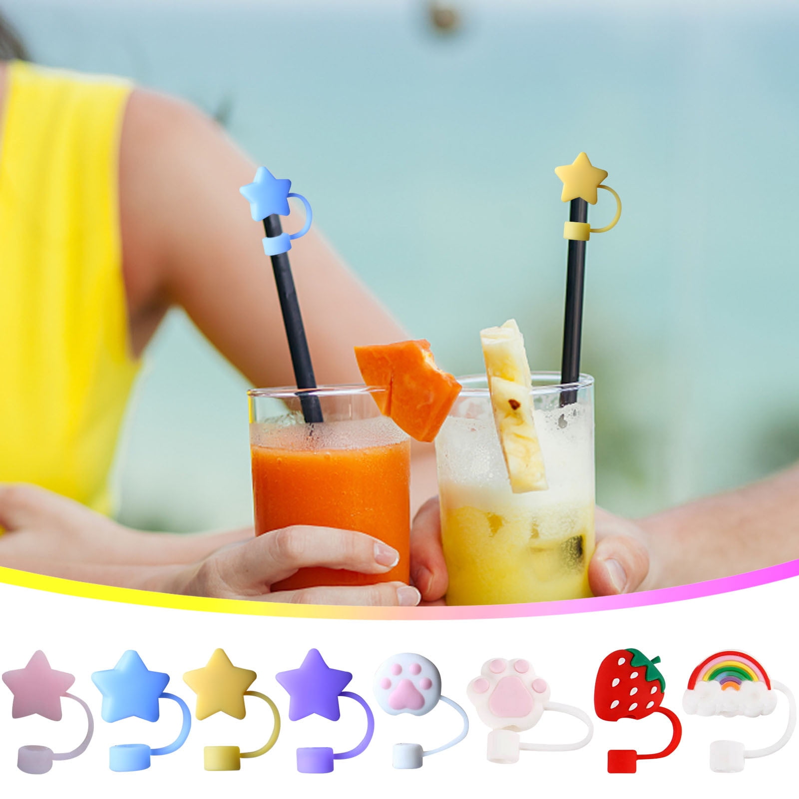 Fufafayo under $5 2Pcs Silicone Straw Plug, Silicone Straw Plug Cap ...