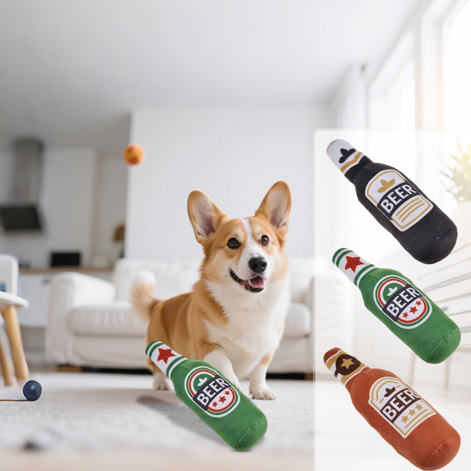 Fufafayo under $5 3Pcs Dog Chew Toy, Dog Chew Toy, Furry Stuffed Vodka ...