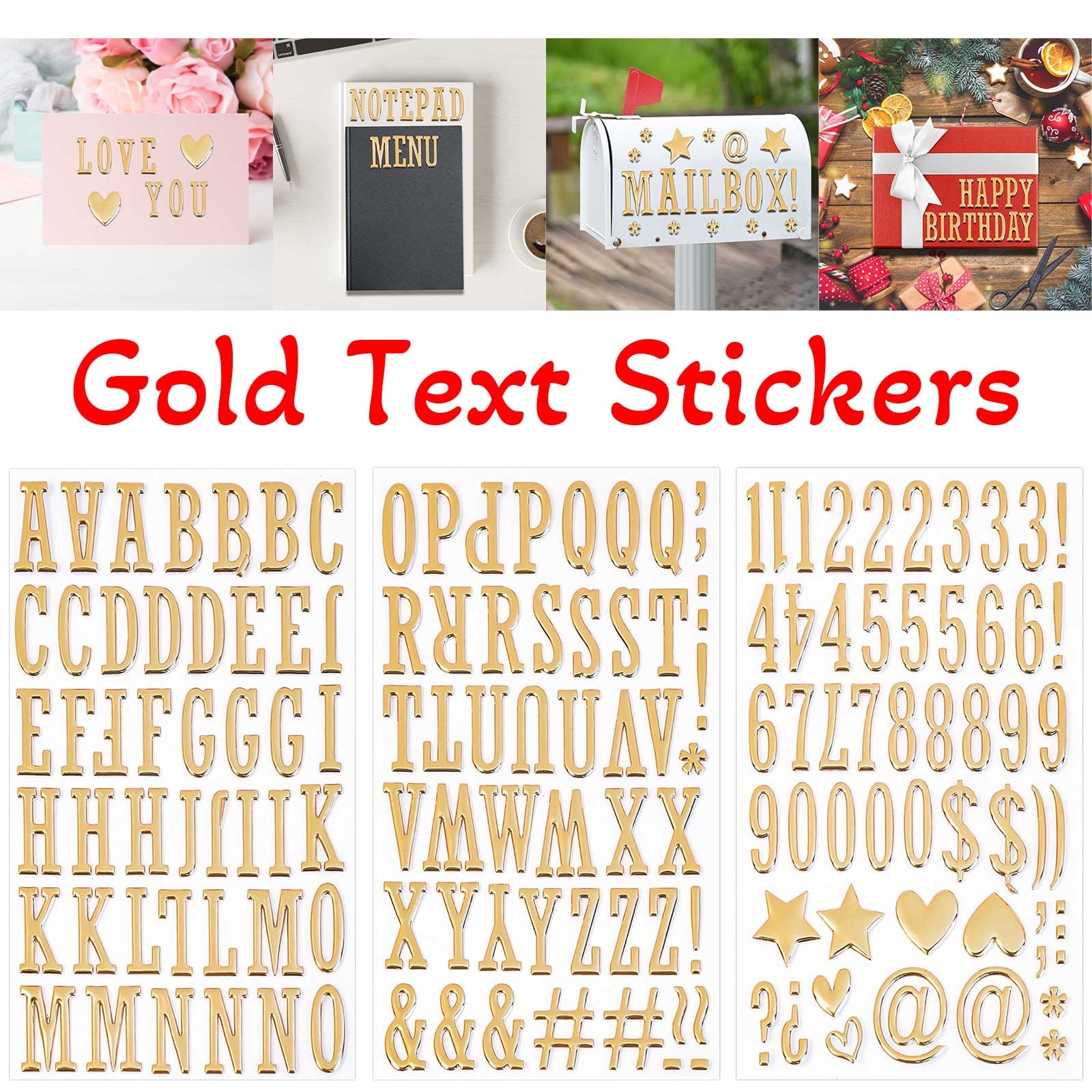 Fufafayo under $5 3Pcs Gold Letter Stickers, 3D Letter Stickers, Gold ...