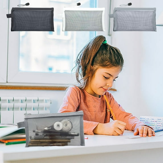 Fufafayo under $5 3Pcs Mesh Pencil Bag, Pencil Bag, Transparent Mesh ...