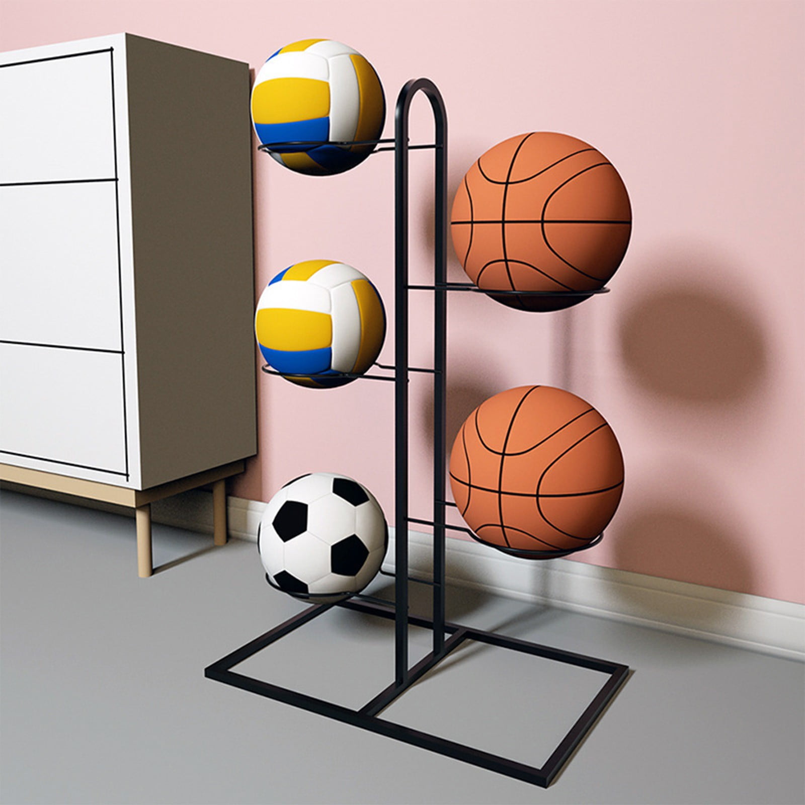 Fufafayo under $5 5-Ball Metal Ball Storage Rack, Basketball Holder for ...