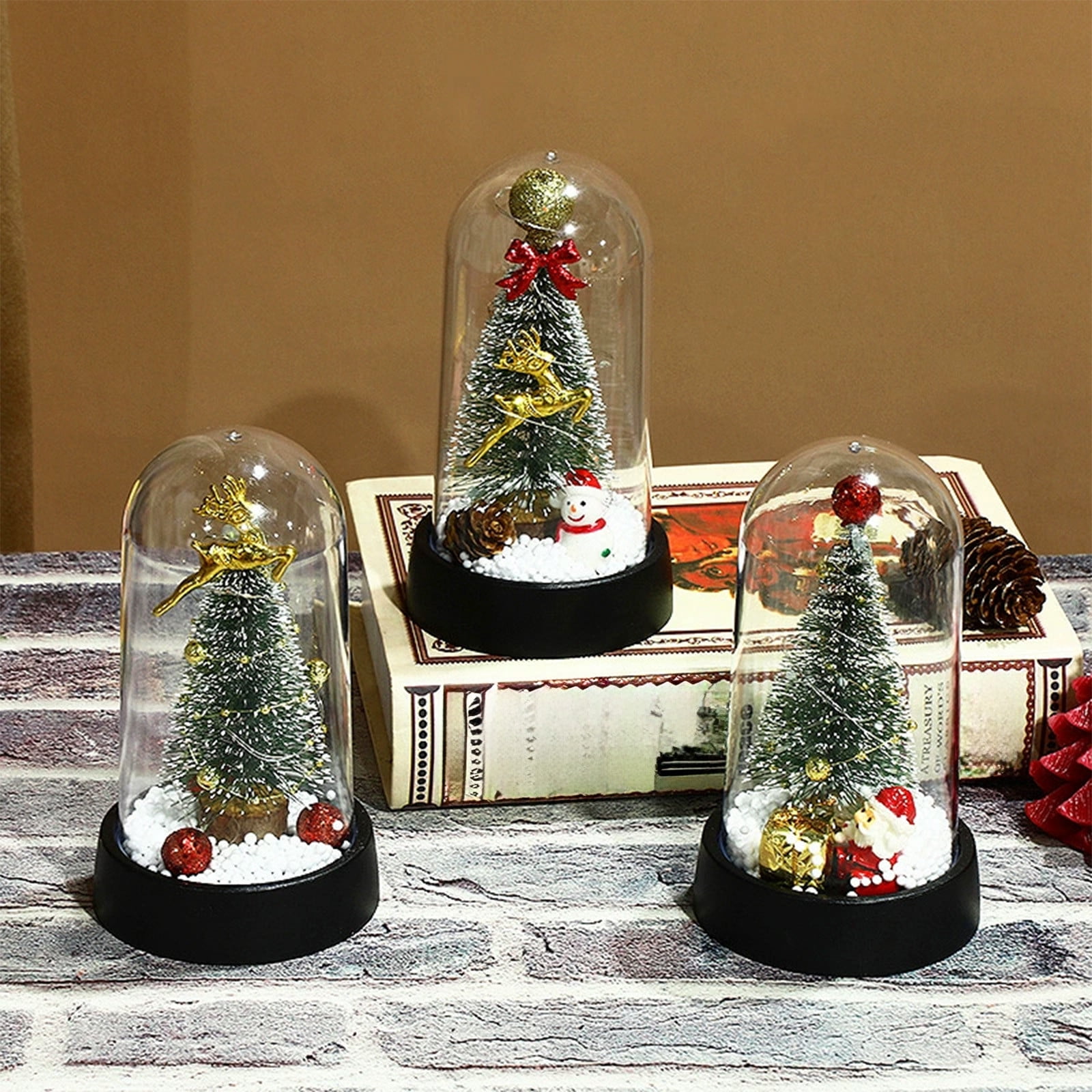 Fufafayo under $5 Christmas Tree in Plastic Dome Tabletop Christmas ...