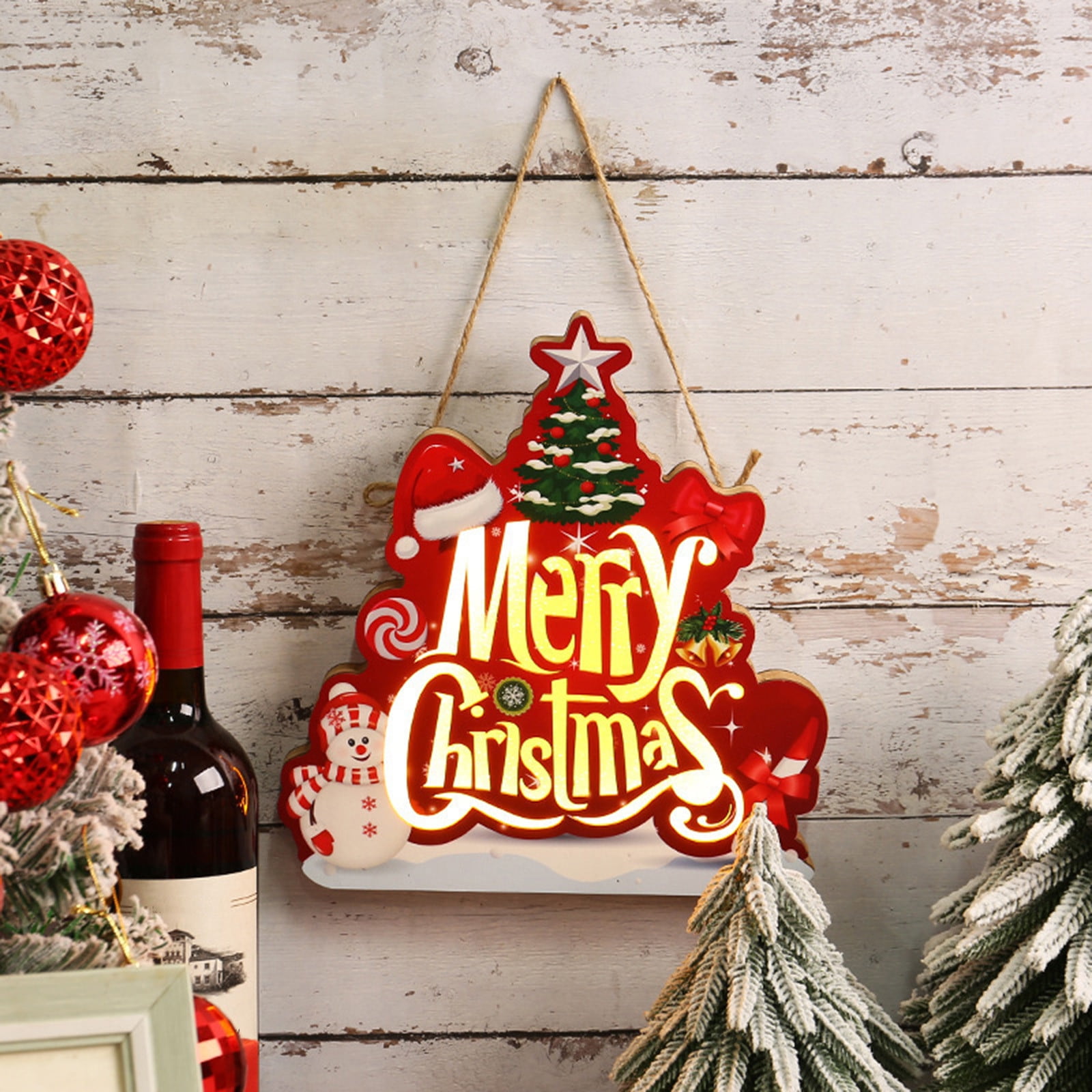 Fufafayo under $5 Christmas Wall Decor LED Wood Sign Wall Hanging Santa ...