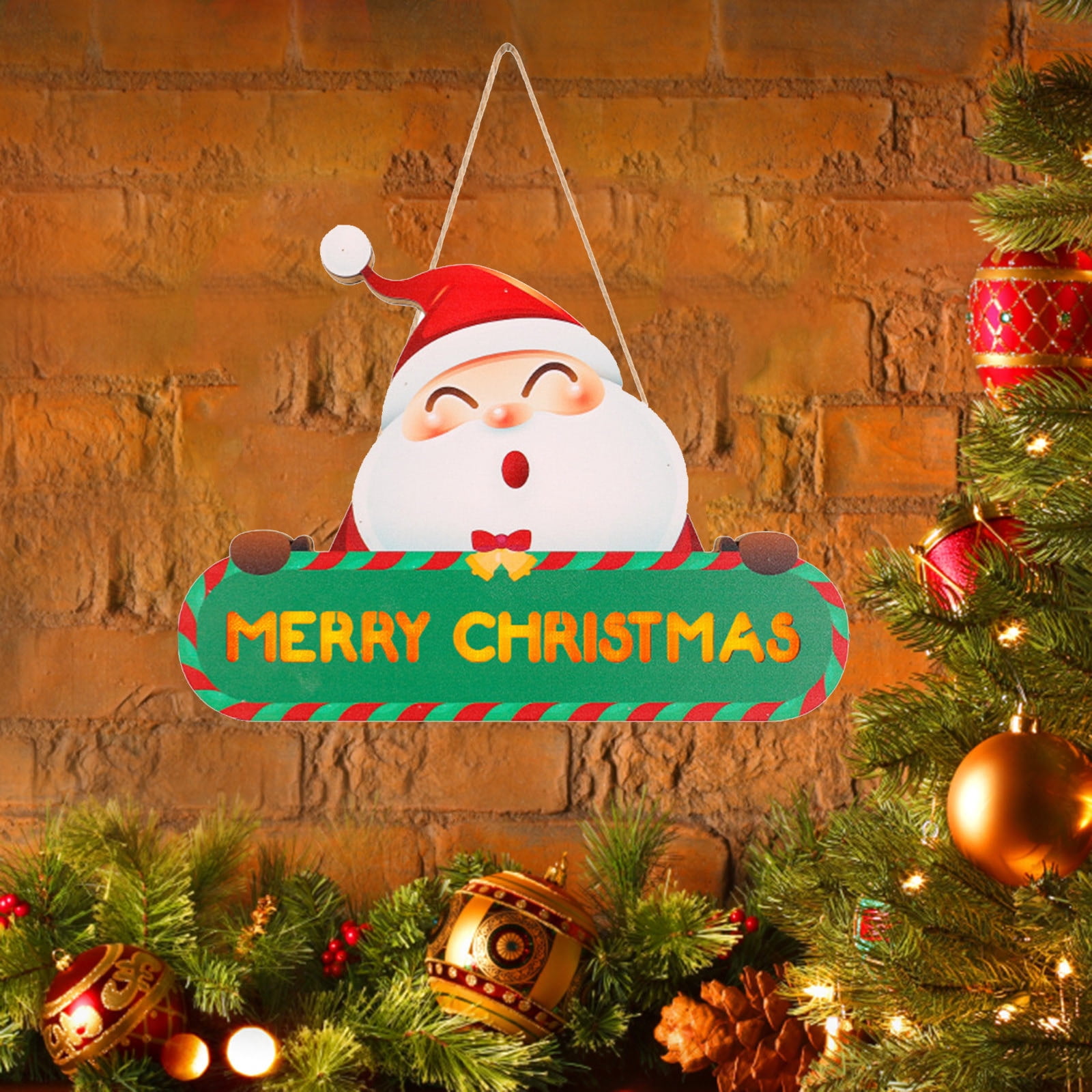 Fufafayo under $5 Christmas Wall Decor LED Wood Sign Wall Hanging Santa ...
